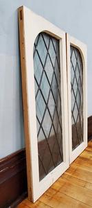Pair Leaded Glass Windows, Diamond Pattern | Crescent Moon Antiques and ...