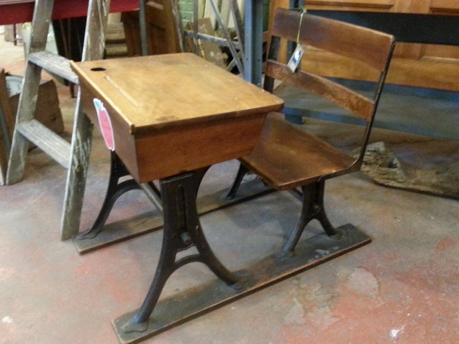 Row of Four Antique School Desks | Crescent Moon Antiques and Salvage